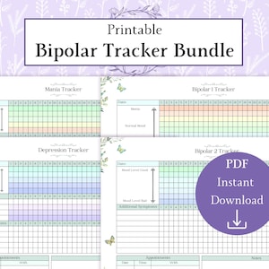Bipolar Log Bundle Printable PDF | Bipolar Tracker | Mania Tracker ...