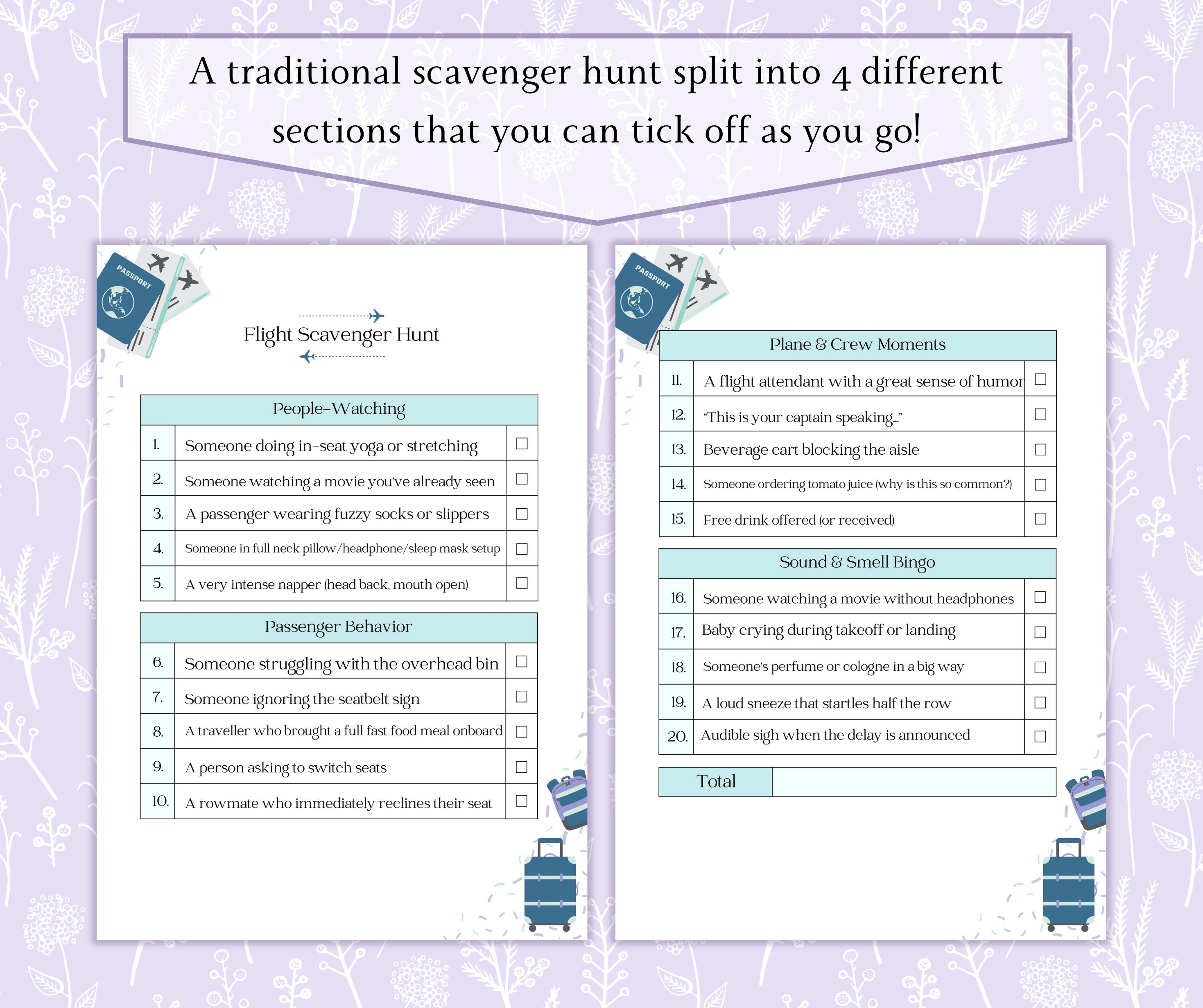 Flight Scavenger Hunt Printable PDF | Airplane Scavenger Hunt | Adult ...