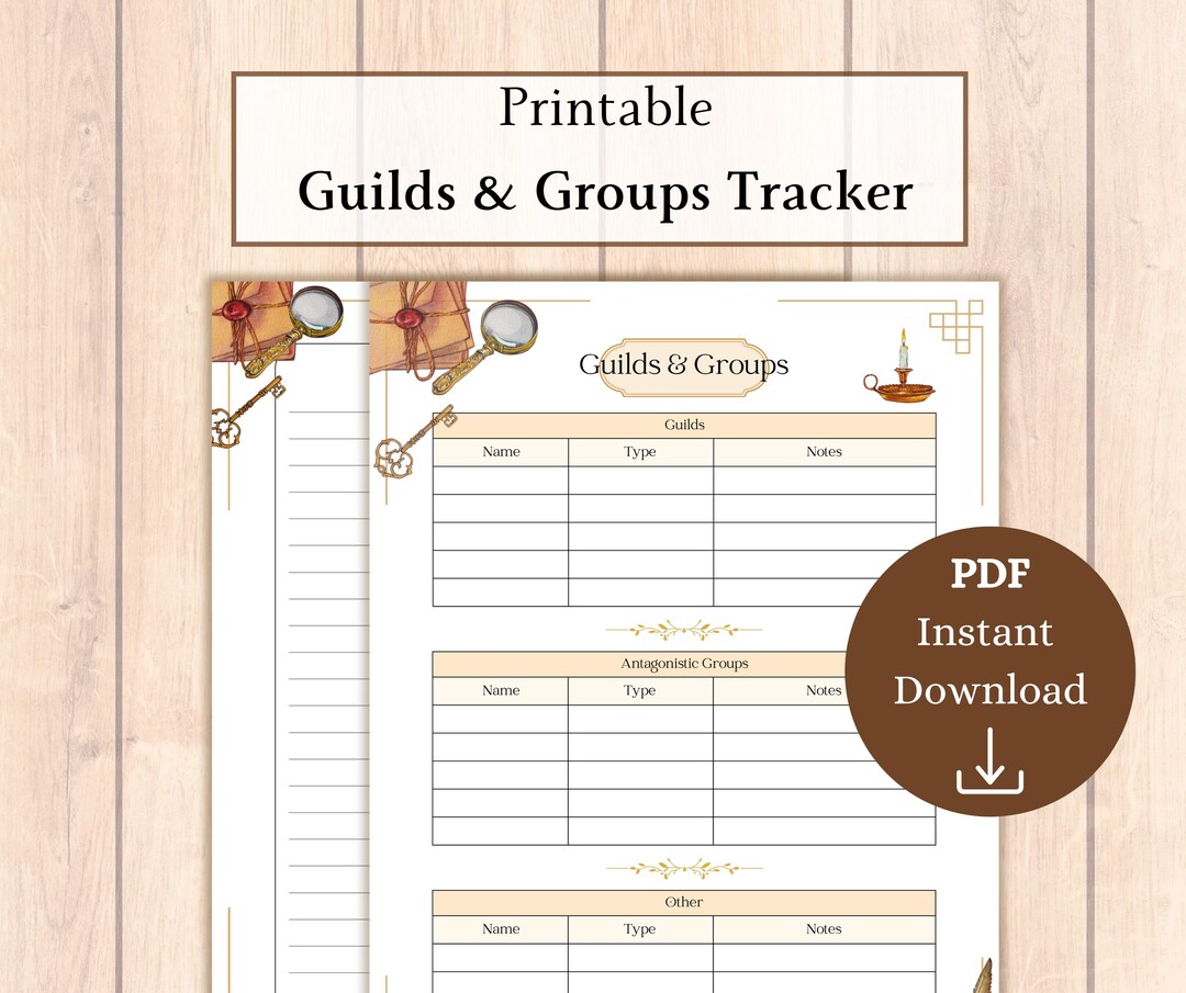 DM Tool Kit: Guilds and Groups Tracker Printable PDF | DM Starter Kit ...