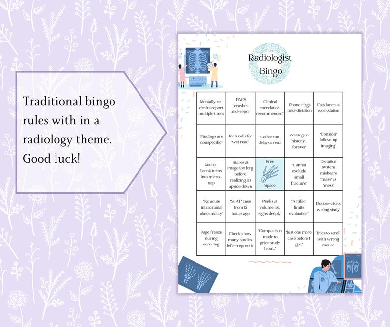 Radiology Bingo Printable PDF | Radiology Week Games | Medical Field ...