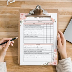 Florist Checklist Printable PDF | Flower Shop Log | Floristry Tracker ...