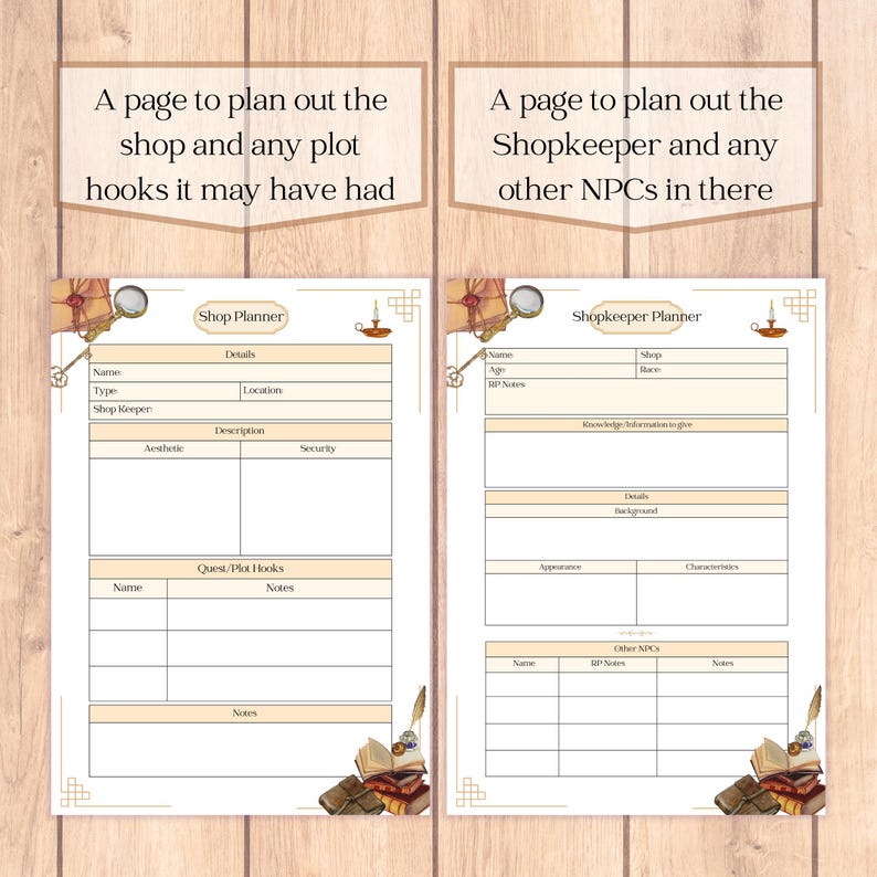 Dnd Shop Planner Bundle Printable PDF | DM Starter Kit | NPC Tracker ...
