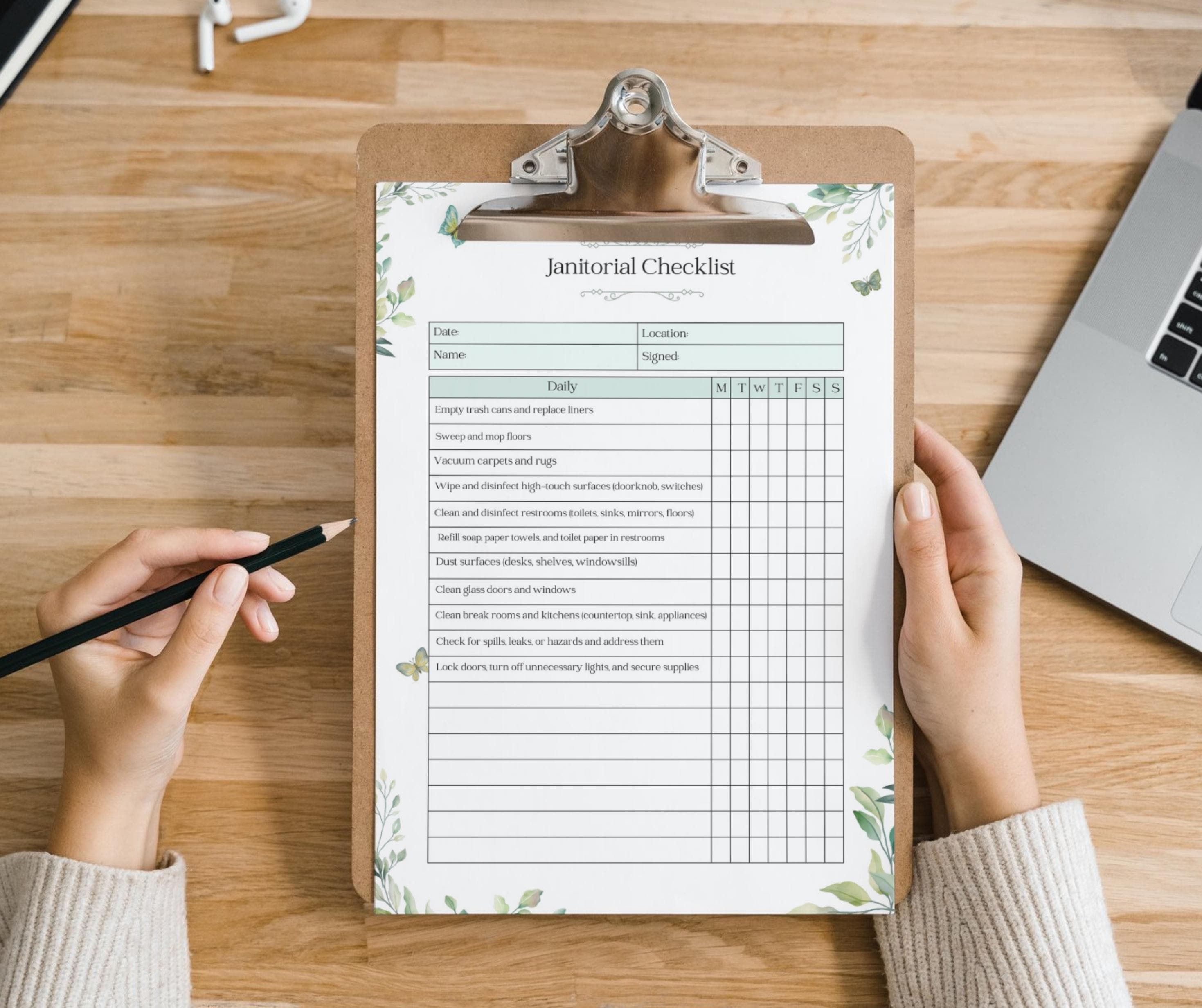 Janitorial Checklist Printable PDF | Janitorial Cleaning List ...