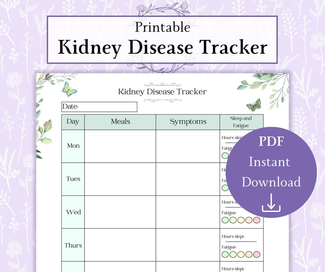 Kidney Disease Tracker Printable PDF | Chronic Kidney Disease Log ...