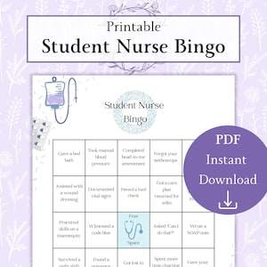 Student Nurse Bingo Sheet Printable PDF | Nursing Bingo | Healthcare ...