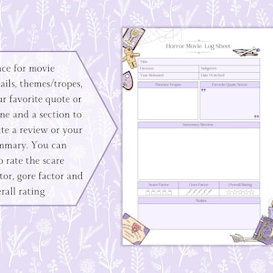 Horror Movie Logbook Sheet Printable PDF | Horror Movie Journal | Movie ...