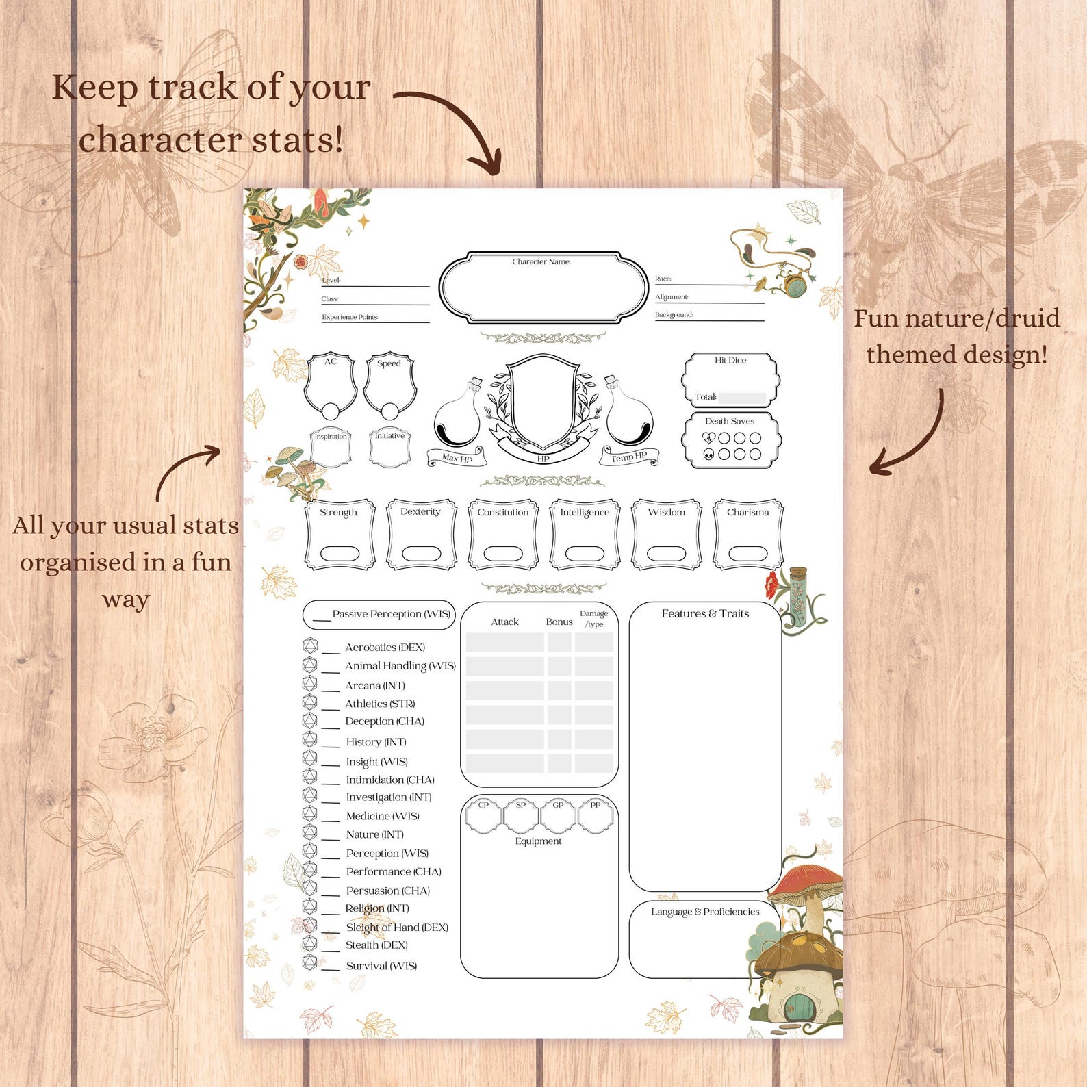 Druid Dnd Reference Sheet Bundle Printable PDF | Druid Character Sheet ...