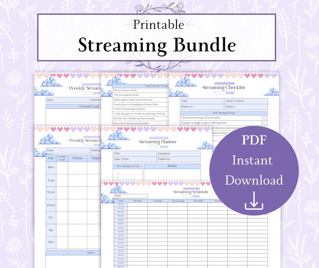 Live Streaming Bundle Printable PDF | Live Stream Planner | Streaming ...