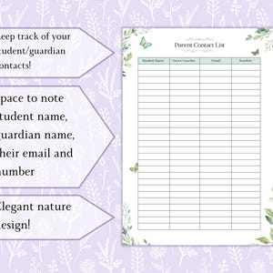 Parent Contact List Printable PDF | Parent Contact Log | Teacher ...