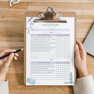 Lash Tech Checklist Printable PDF | Salon Checklist | Lash Technician ...
