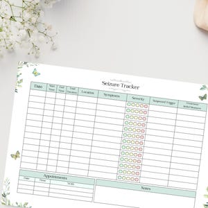 Seizure Tracker Printable PDF | Epilepsy Log | Seizure Log | Medical ...