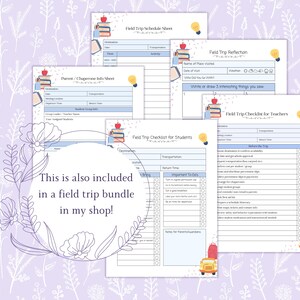 Student Field Trip Bundle Printable PDF, Field Trip Checklist PDF ...