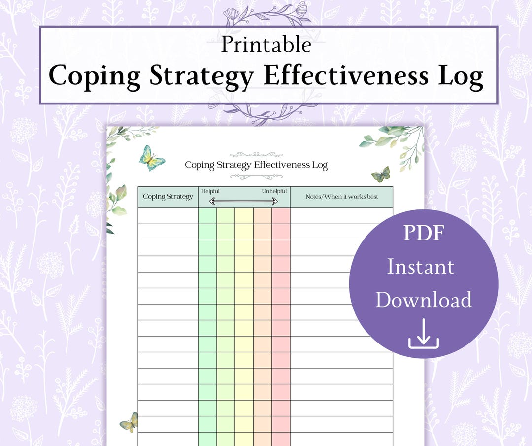 Coping Strategy Effectiveness Log Printable PDF | Coping Strategies Log ...