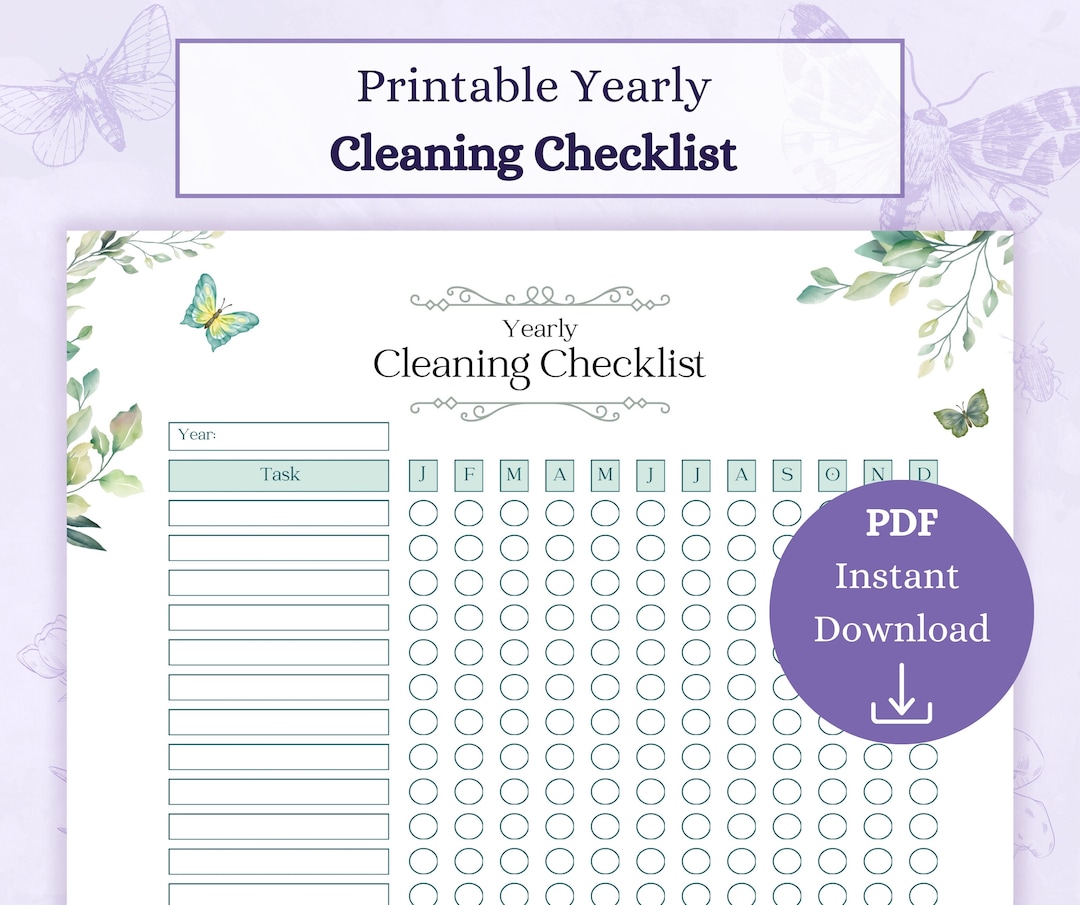 Yearly Cleaning Checklist Printable PDF | Cleaning Schedule | Monthly ...
