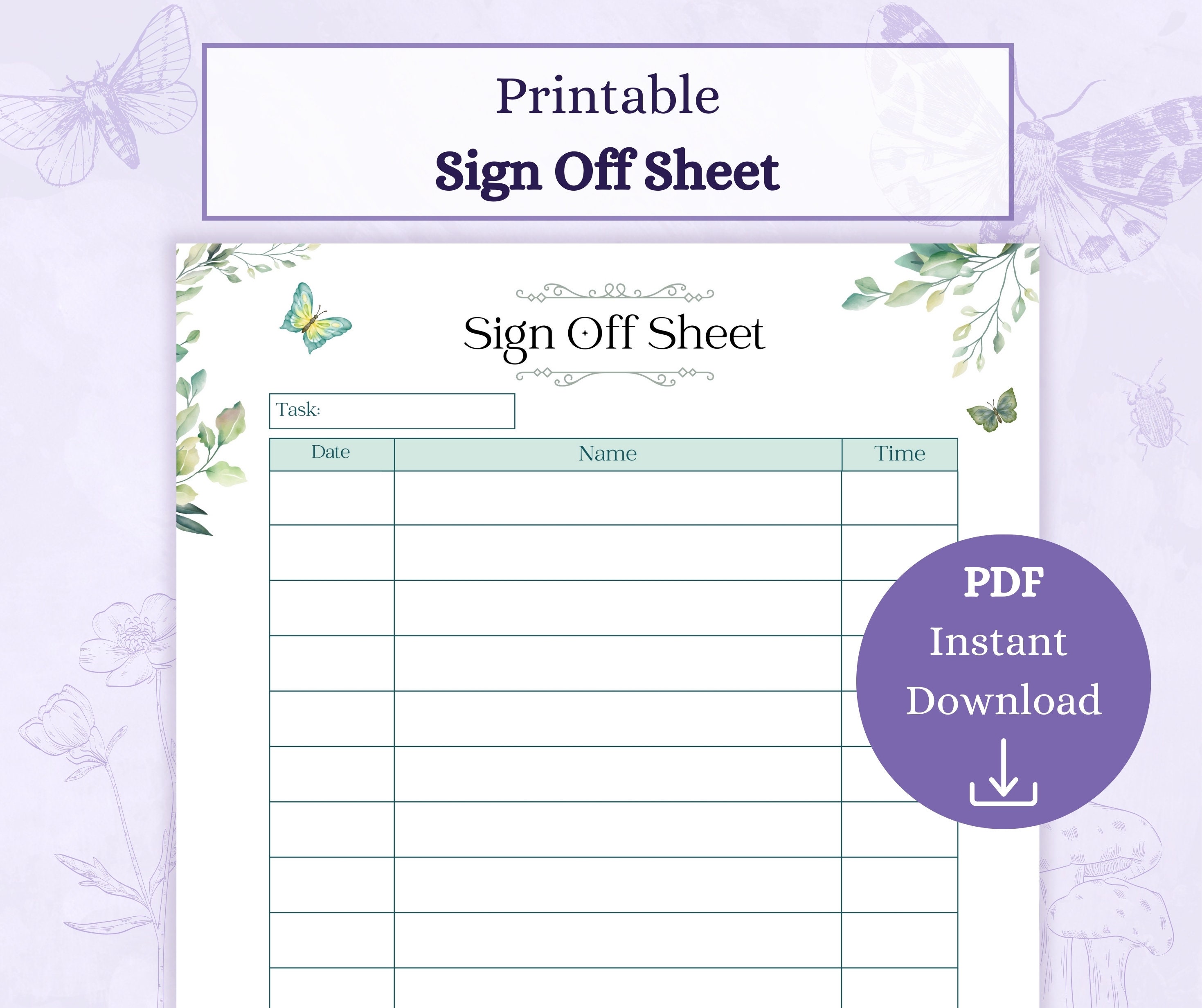 Sign off Sheet Printable PDF | Cleaning Schedule | Cleaning Diary ...