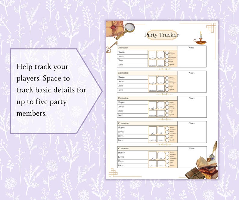 Dnd Party Tracker Printable PDF | Encounter Tracker | Dnd Accessories ...