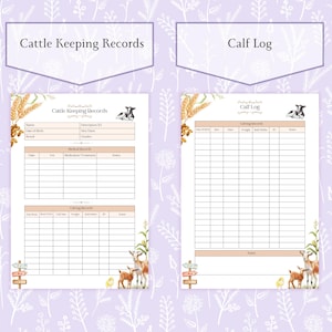 Calf and Cattle Records Bundle Printable PDF | Cattle Keeping Records | Calf Log Book Sheet ...