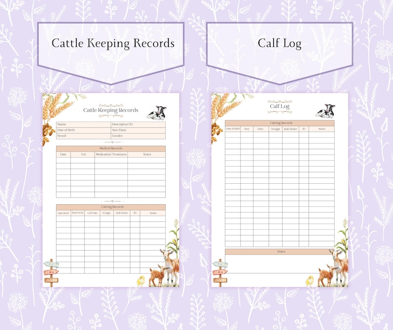 Calf and Cattle Records Bundle Printable PDF | Cattle Keeping Records ...