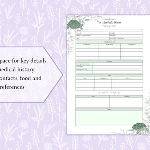 Tortoise Care Bundle Printable PDF | Tortoise Printables | Reptile Care ...