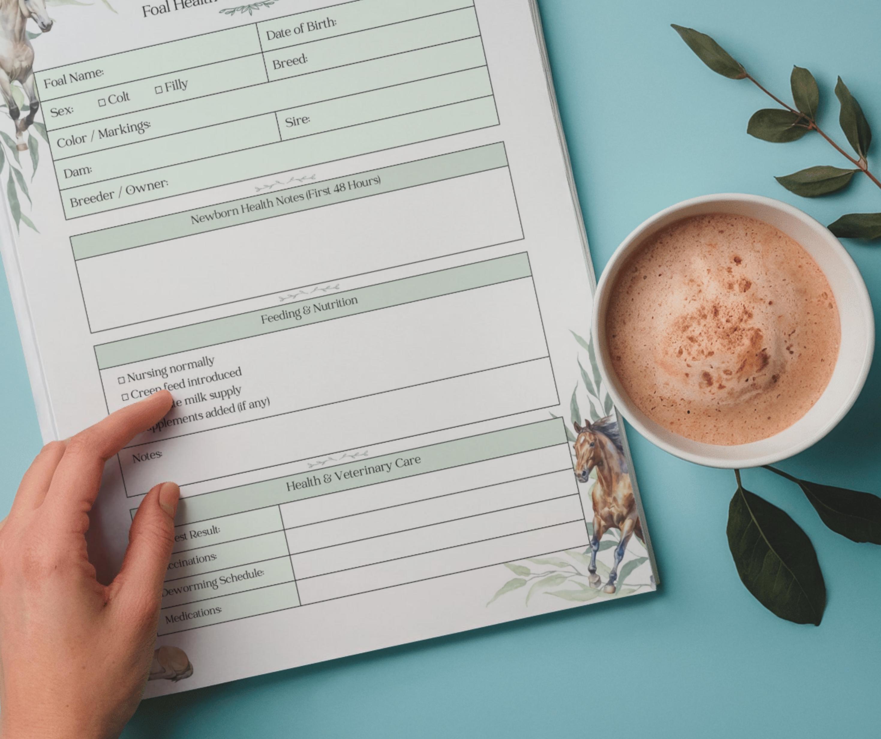 Foal Health and Growth Tracker Printable PDF, Newborn Foal Care Log and ...