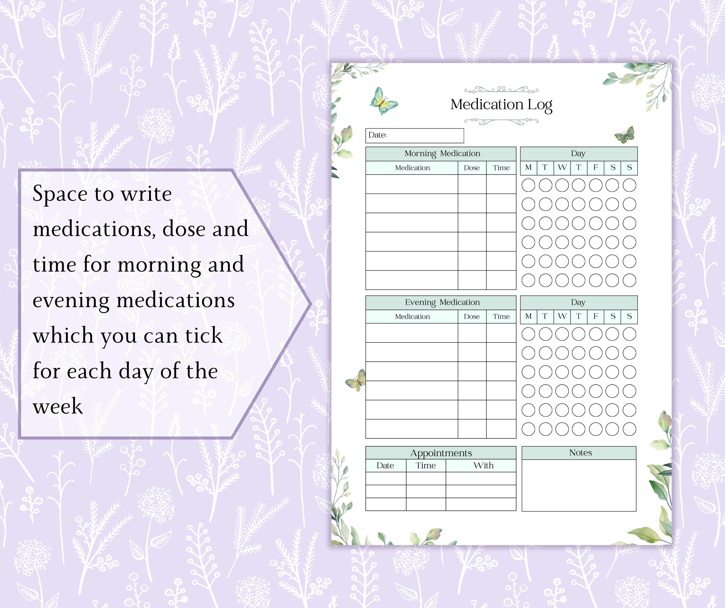 Narcolepsy Tracker Bundle Printable PDF | Symptom Tracker | Medication ...