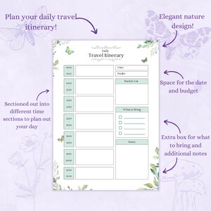 Daily Travel Itinerary Printable PDF | Travel Planner Printable | Daily ...
