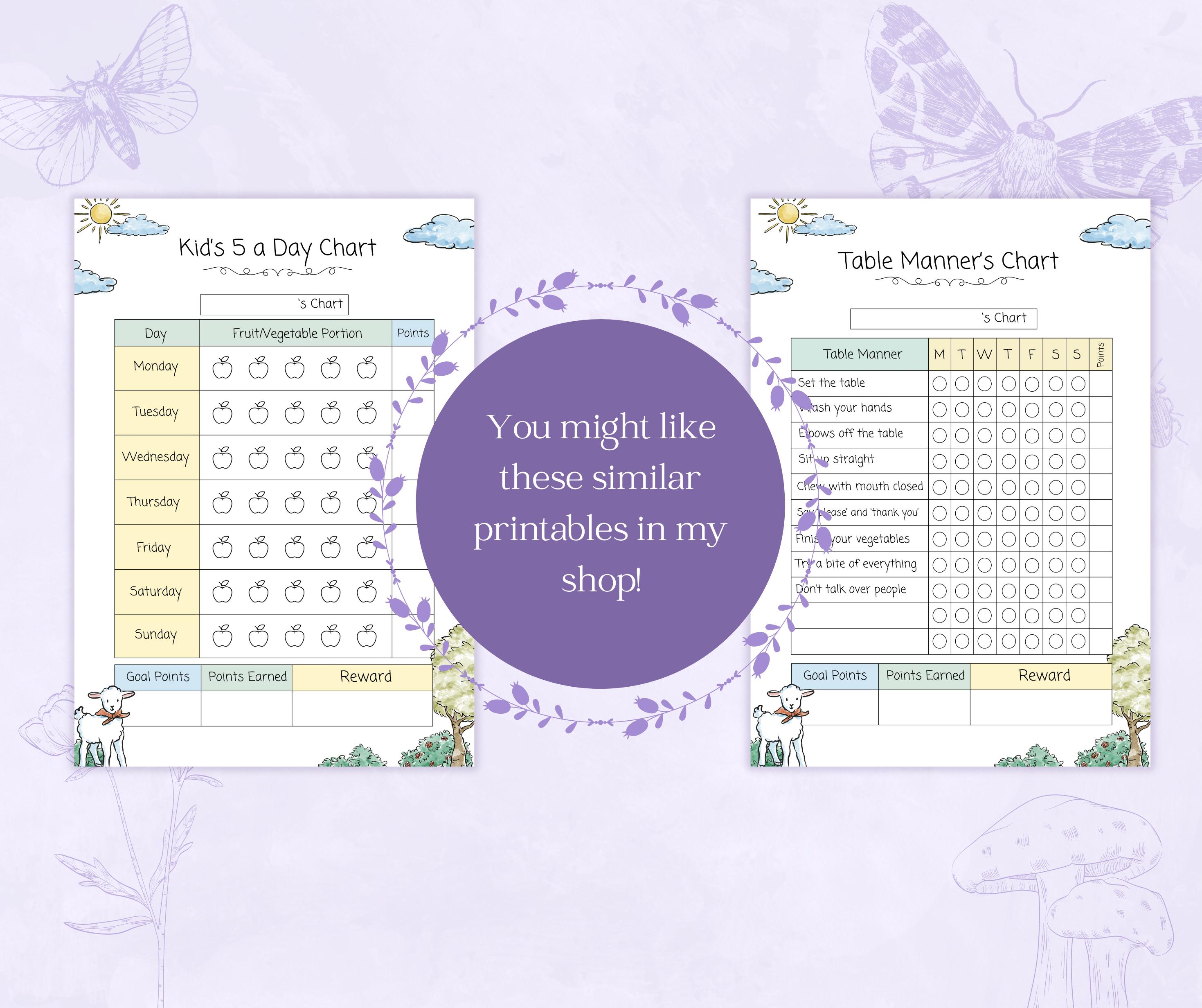 Stay in Bed Chart Printable PDF | Bed Time Chart | Reward Chart ...