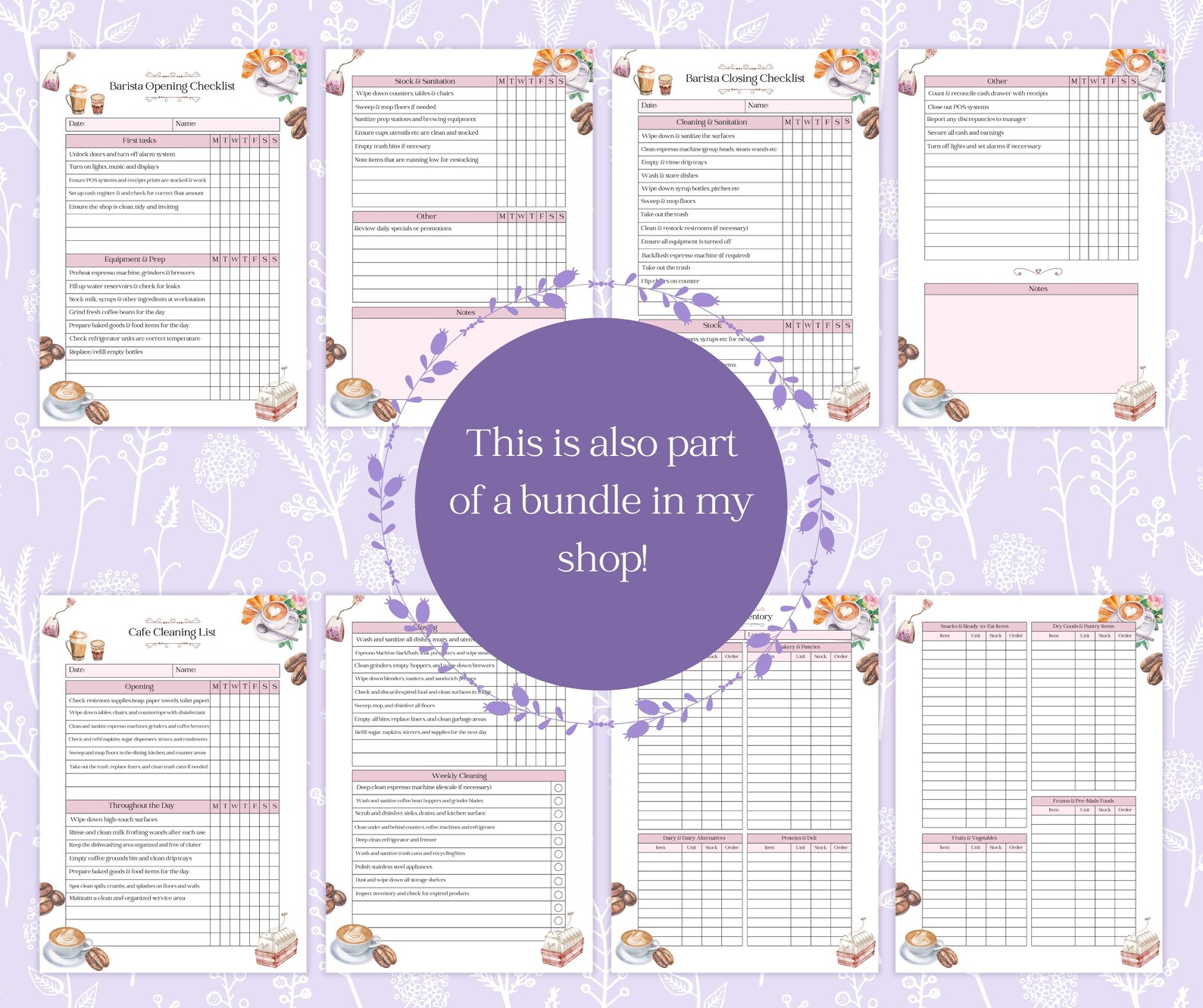 Cafe Cleaning List Printable PDF | Cafe Checklist | Barista Checklist ...