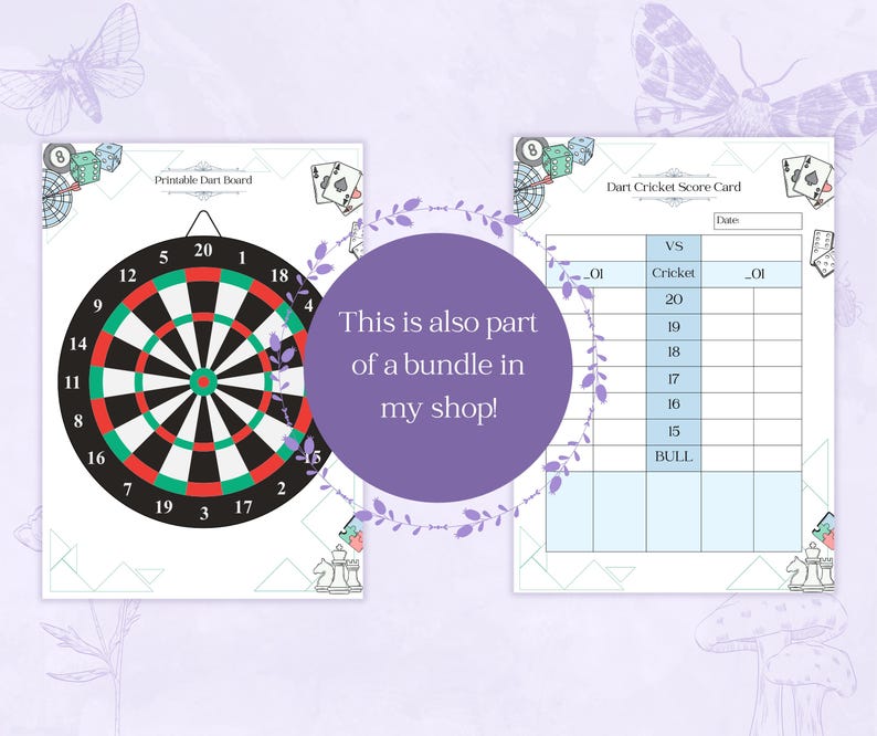 Dart Board Printable PDF | Darts Target Sheet | Pub Crawl Games | Team ...