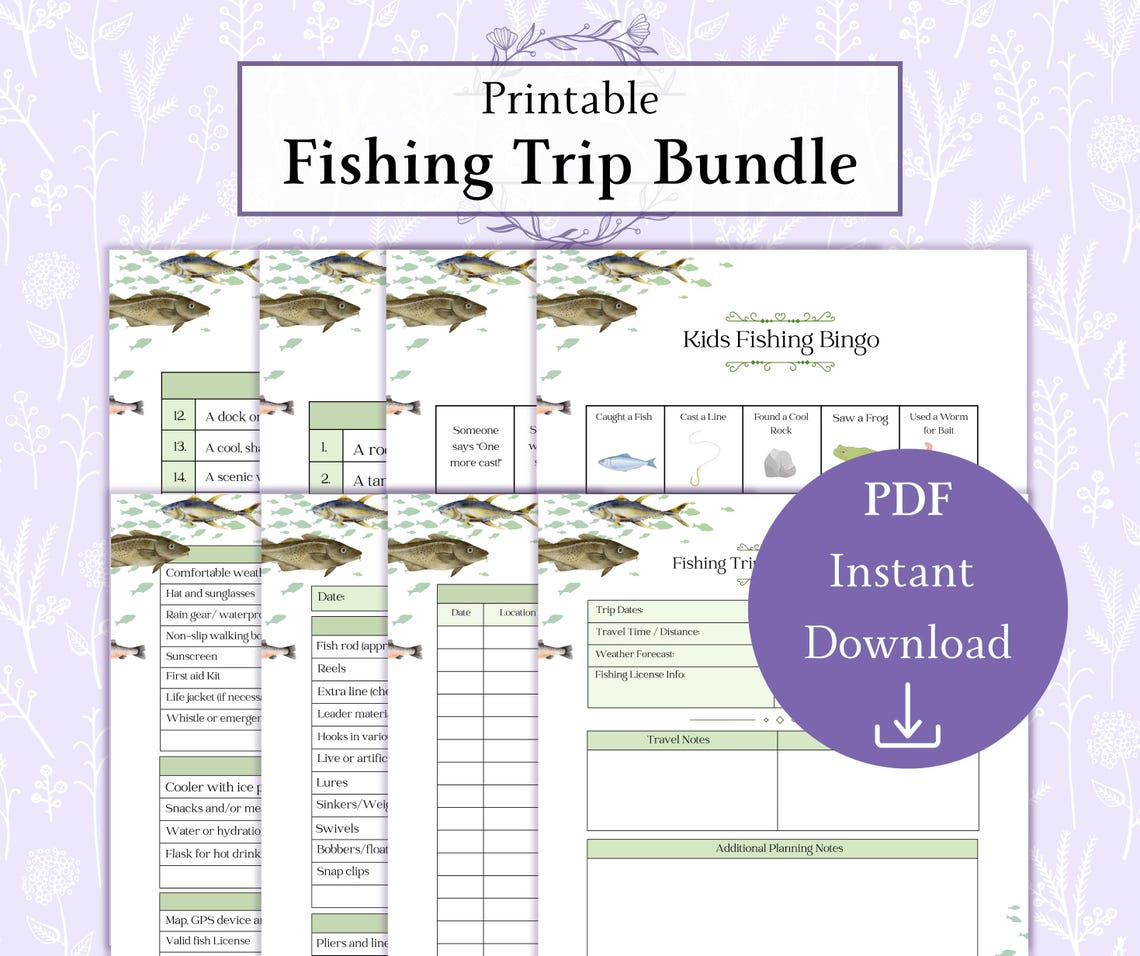 Fishing Trip Bundle Printable PDF | Fishing Diary Sheet | Fishing ...