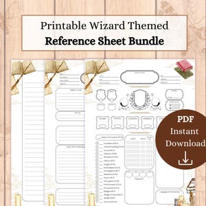 Wizard Dnd Resource Sheet Bundle Printable PDF | Wizard Character Sheet ...