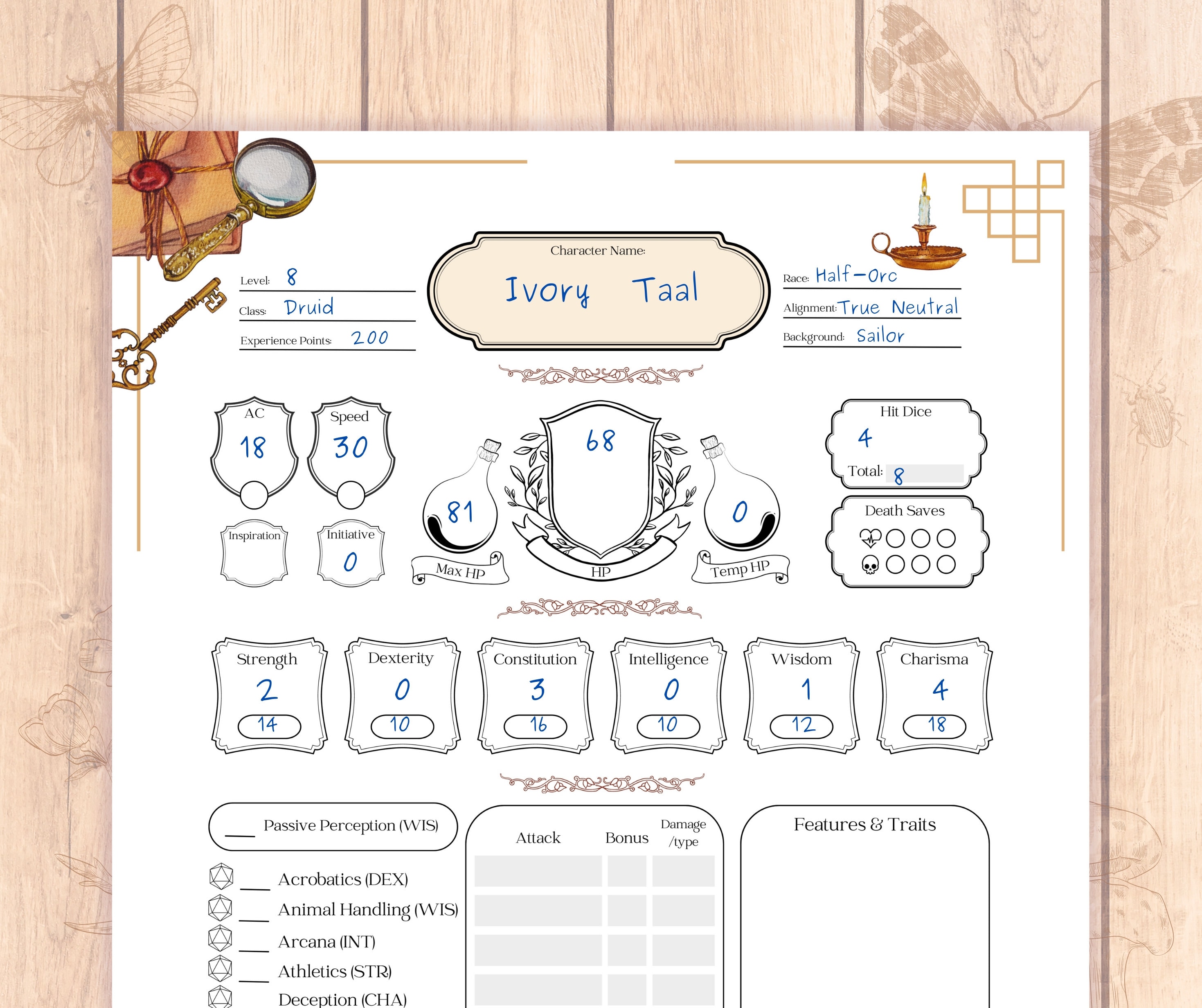 Dnd Character Sheet Printable PDF | Simple Dnd Character Sheet ...