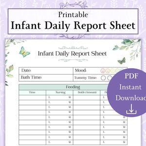 Simple Infant Daily Report Sheet Printable PDF | Infant Daily Log ...