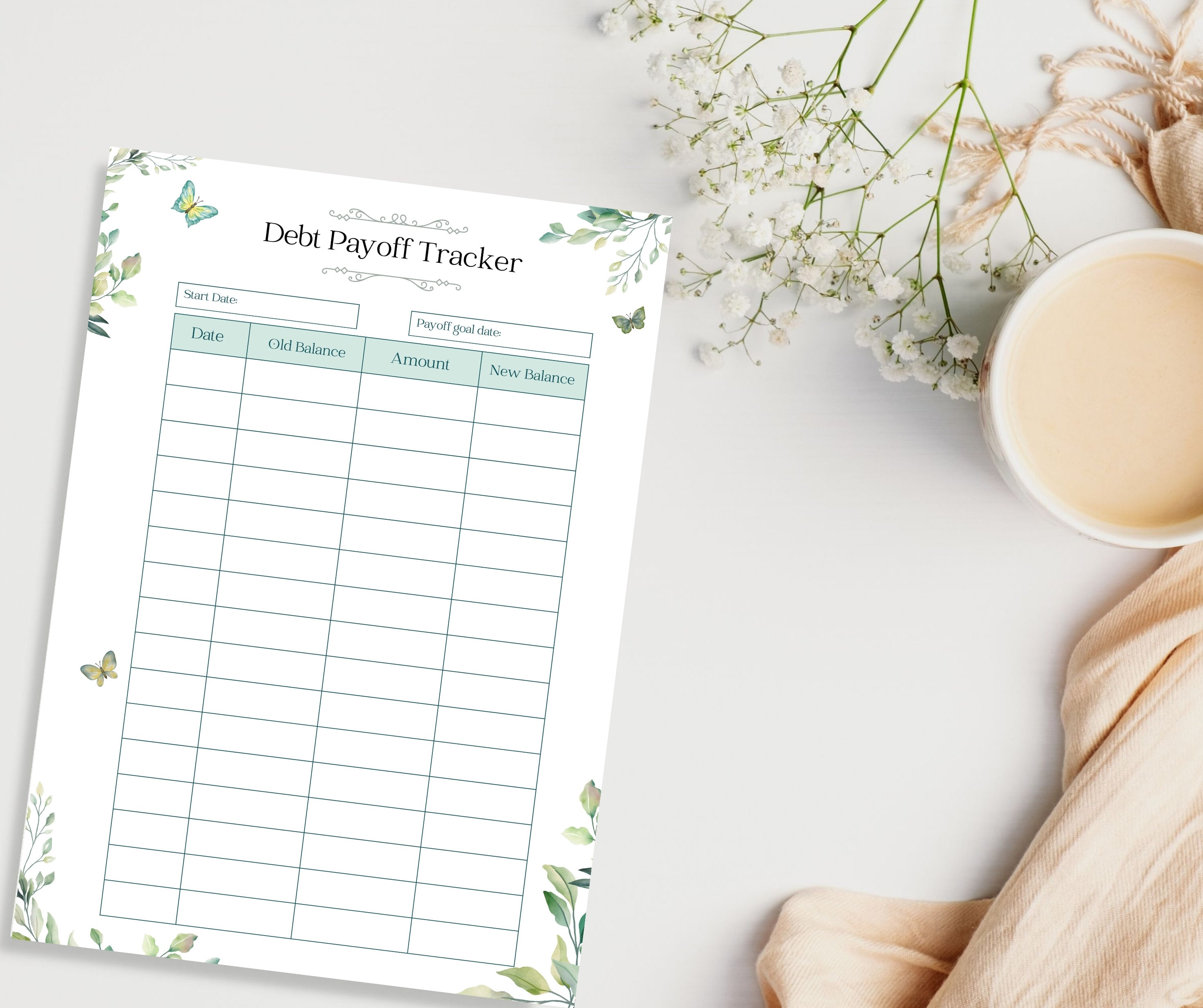 Debt Payoff Tracker Printable PDF | Money Diary | Financial Journal ...