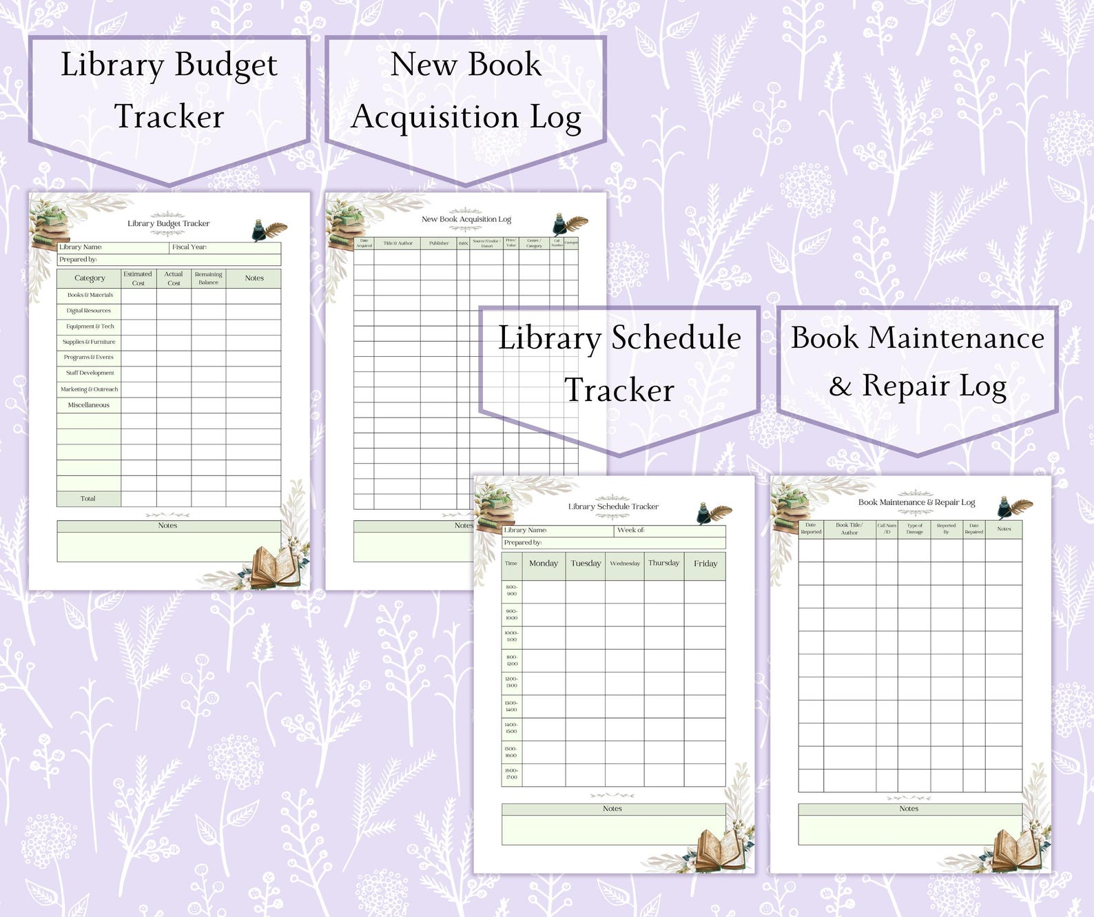 Librarian Forms Bundle Printable PDF | Library Management Form Pack ...