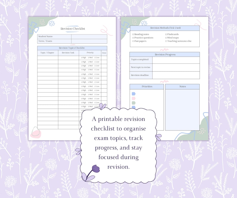 Revision Checklist Printable PDF, Exam Revision Tracker, Study ...