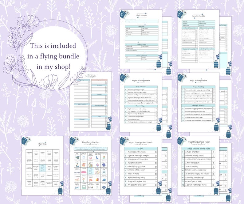 Flight Bingo Sheet Printable PDF | Airplane Bingo | Travel Bingo Game ...
