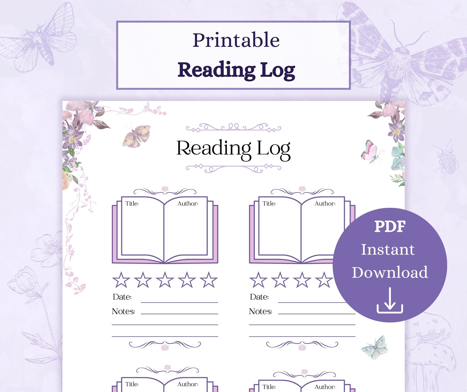 Reading Log Printable PDF | Book Reviews | Book Tracker | Reading ...
