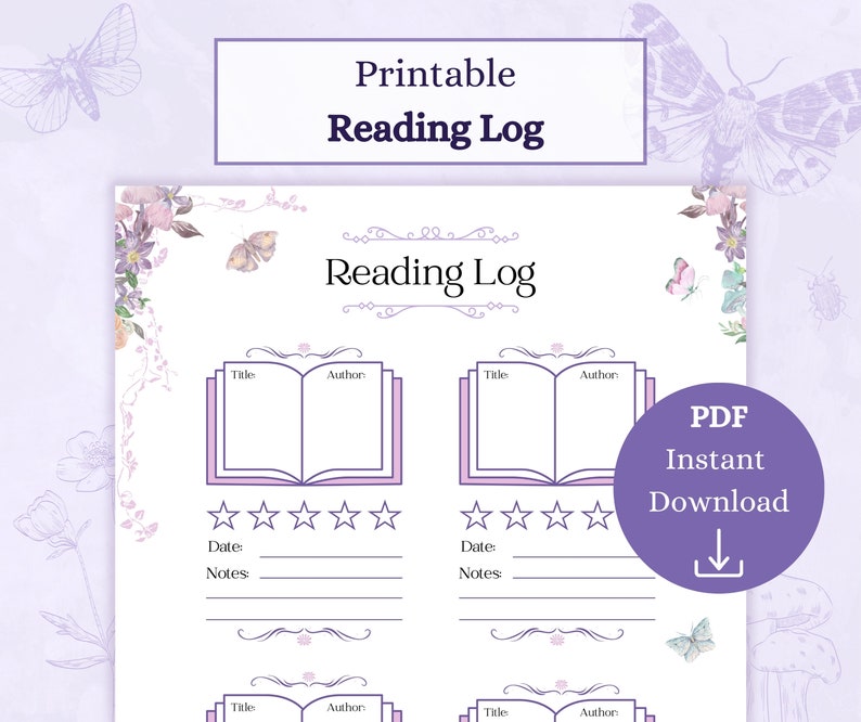 Reading Log Printable PDF | Book Reviews | Book Tracker | Reading ...