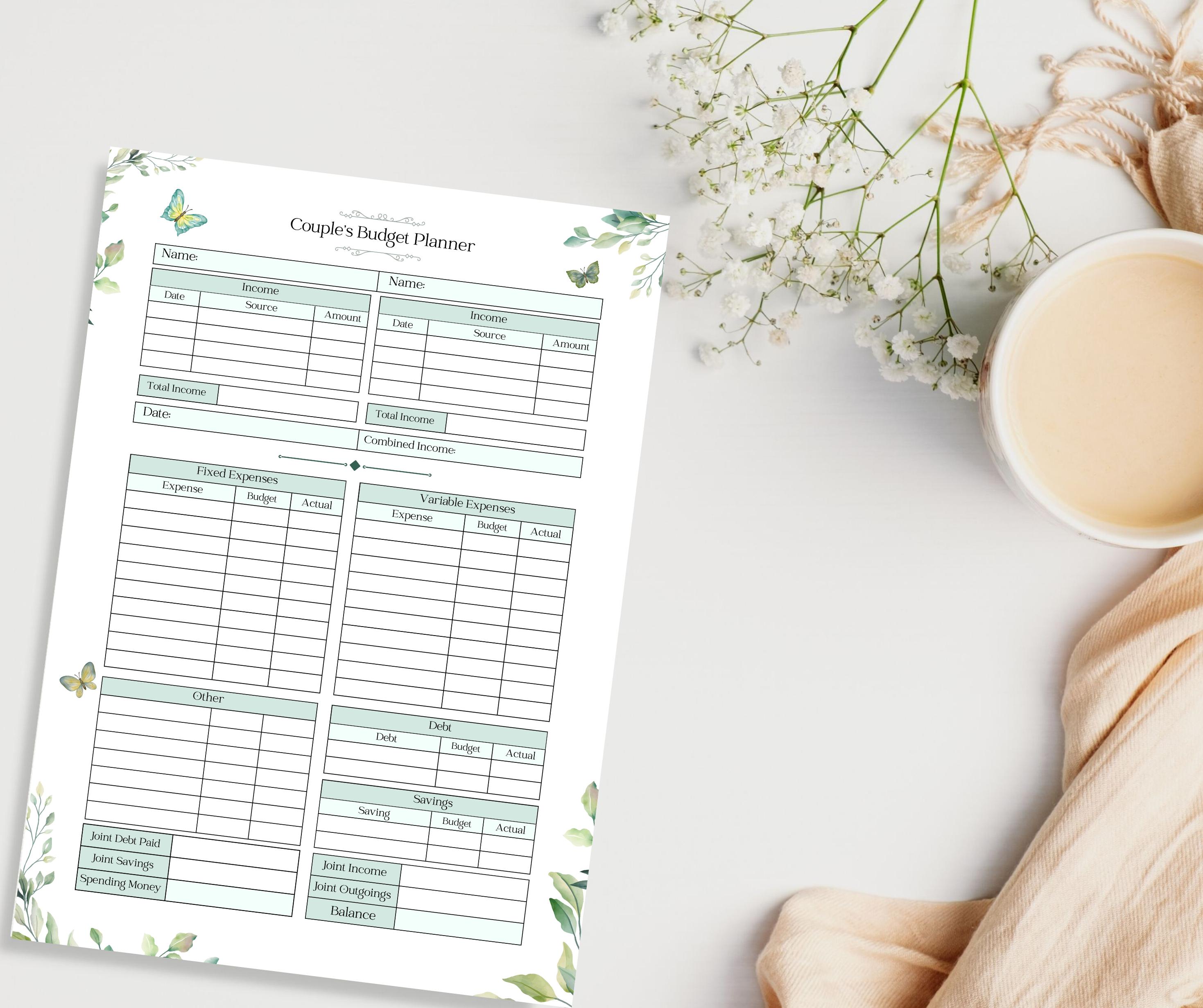 Couples Budget Planner Printable PDF | Couples Financial Journal ...