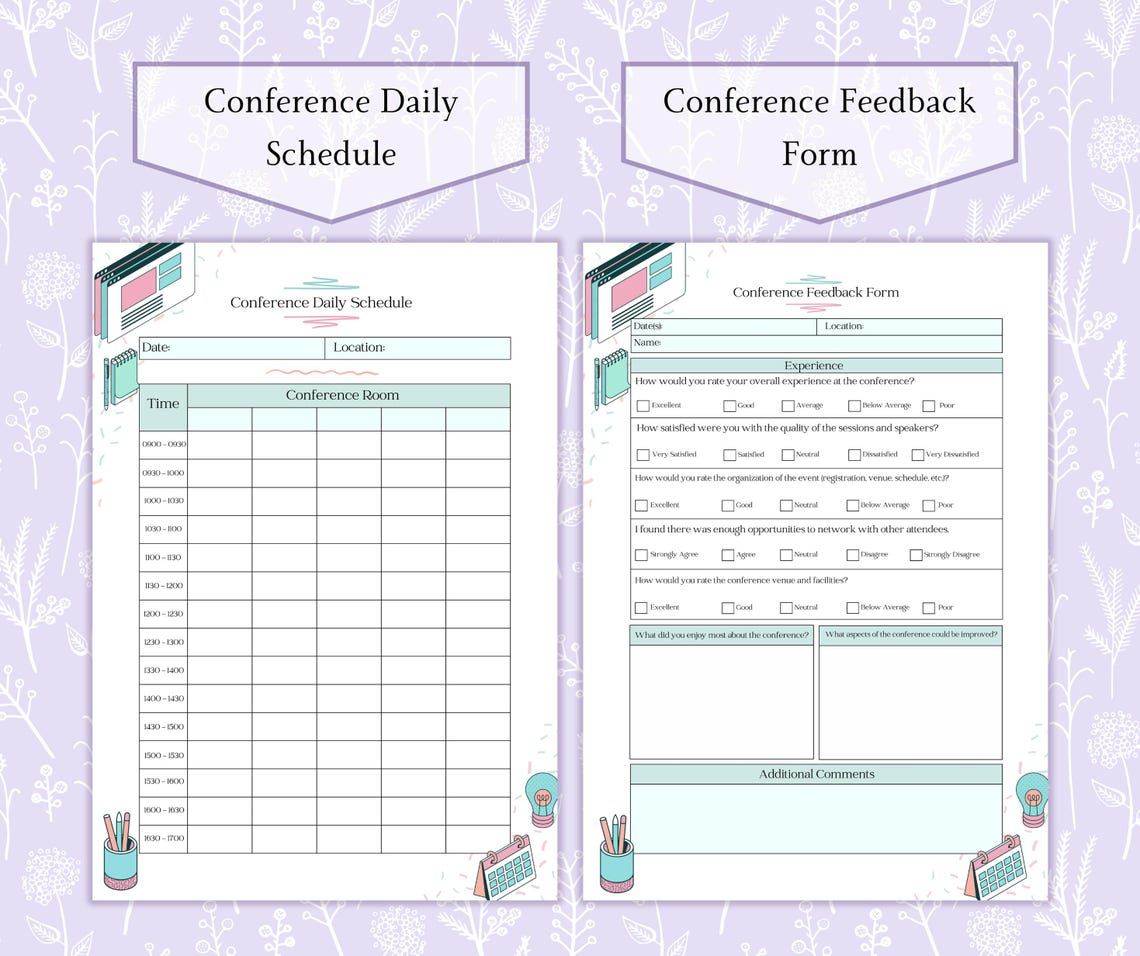 Conference Forms Bundle Printable PDF | Conference Checklist | Follow ...