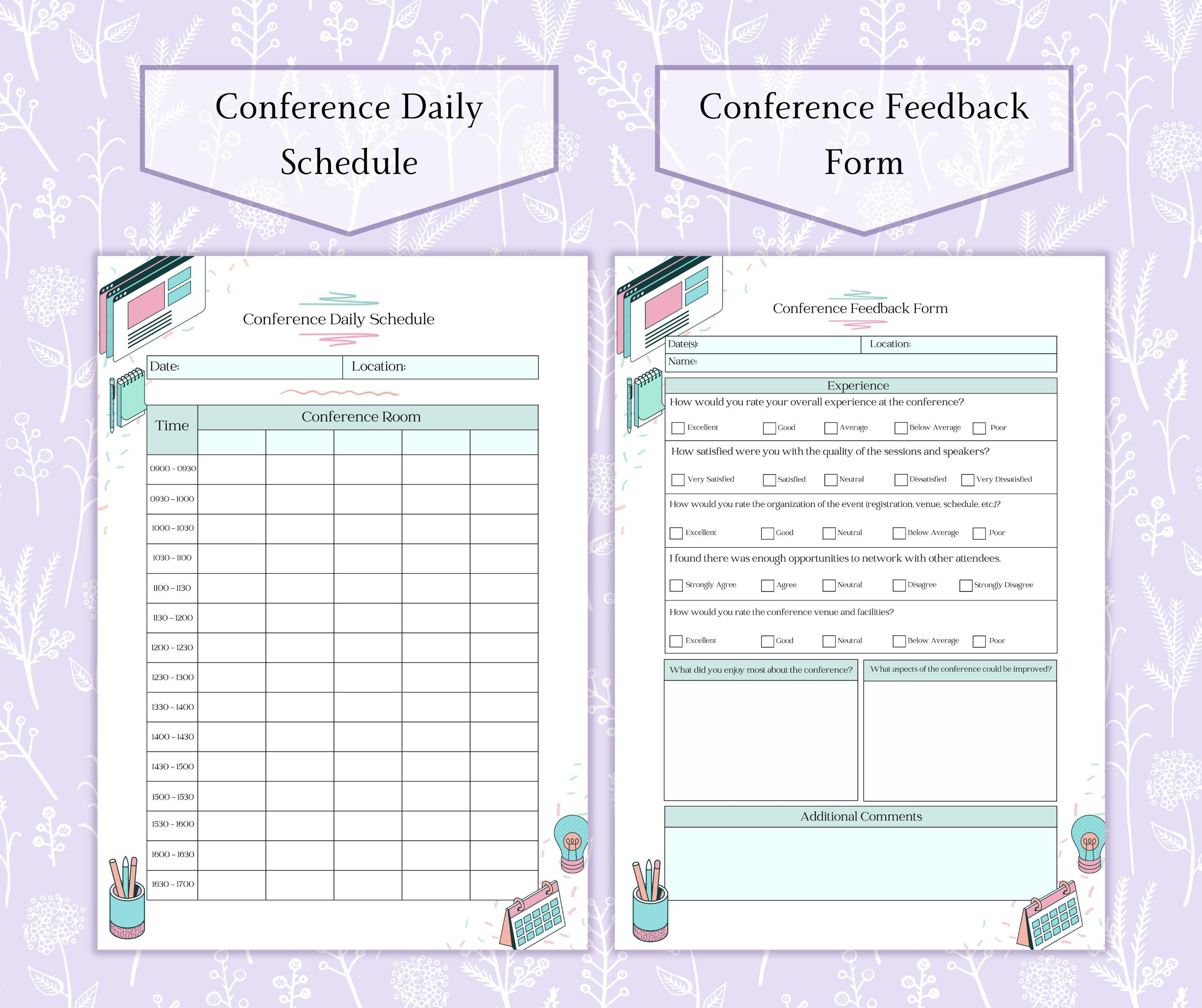 Conference Forms Bundle Printable PDF | Conference Checklist | Follow ...