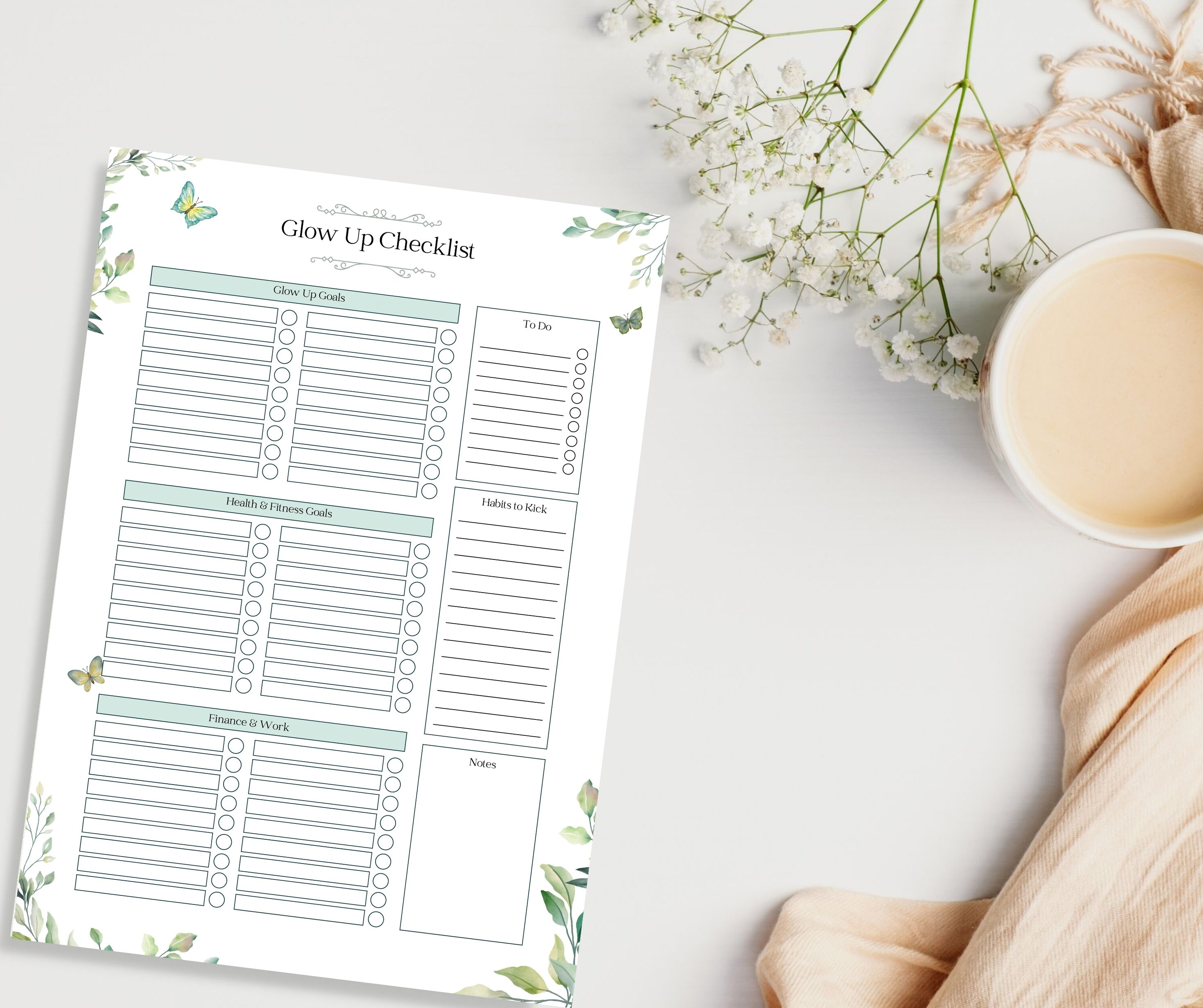 Glow up Checklist Printable PDF | Glow up Planner | Wellness Journal ...