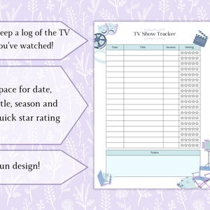 TV Show Tracker Bundle Printable PDF | TV Series Watchlist | Tv Show ...