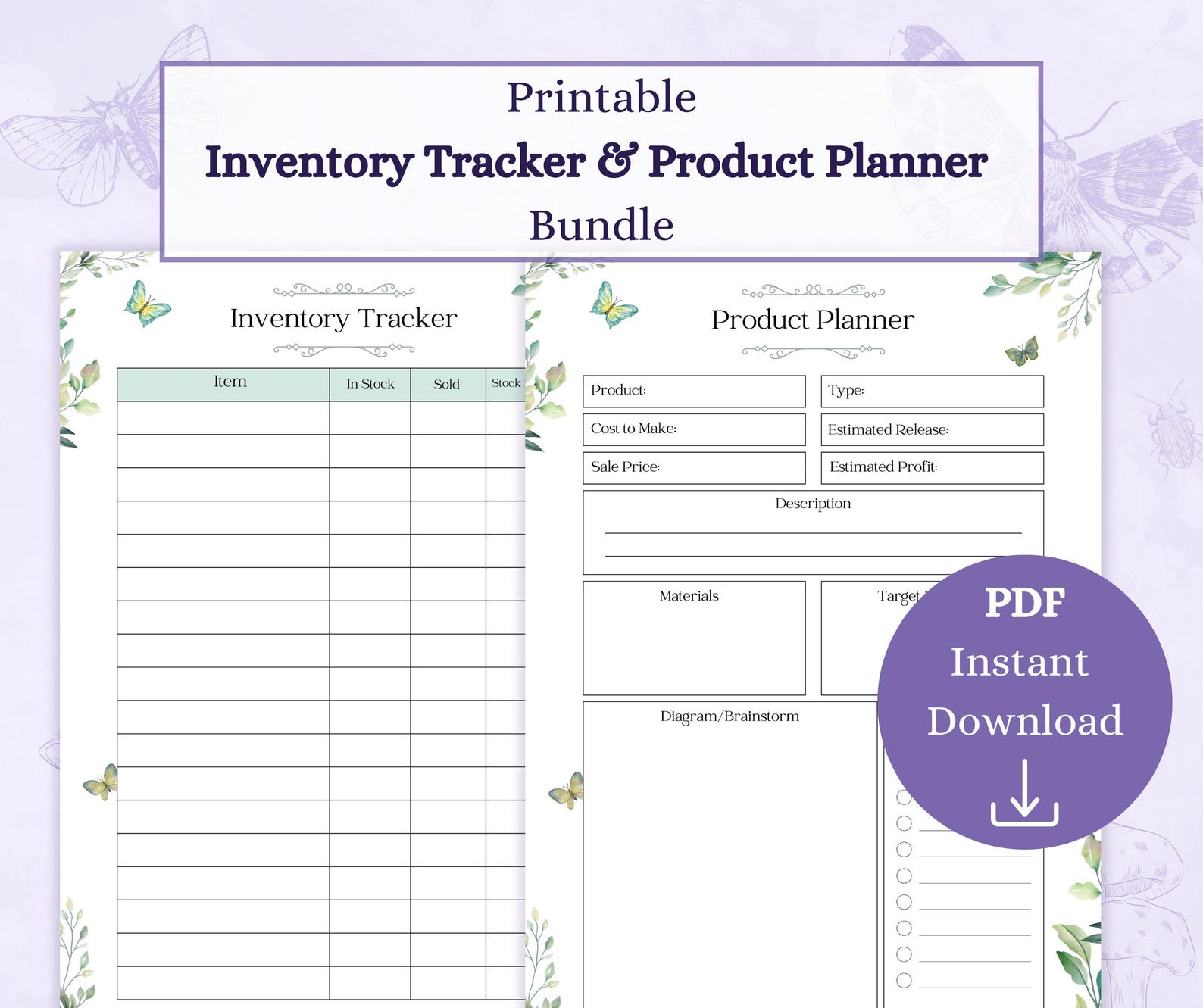 Inventory Tracker and Product Planner Bundle Printable PDF | Project ...