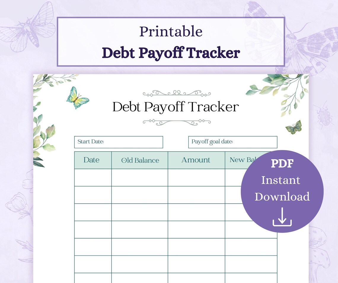 Debt Payoff Tracker Printable PDF | Money Diary | Financial Journal ...