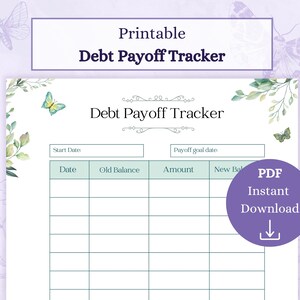 Debt Payoff Tracker Printable PDF | Money Diary | Financial Journal ...