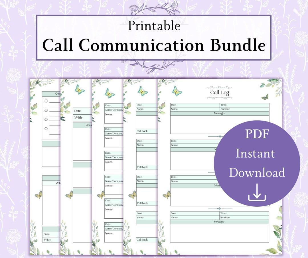 Call Communication Log Bundle Printable PDF | Cold Call Tracker ...