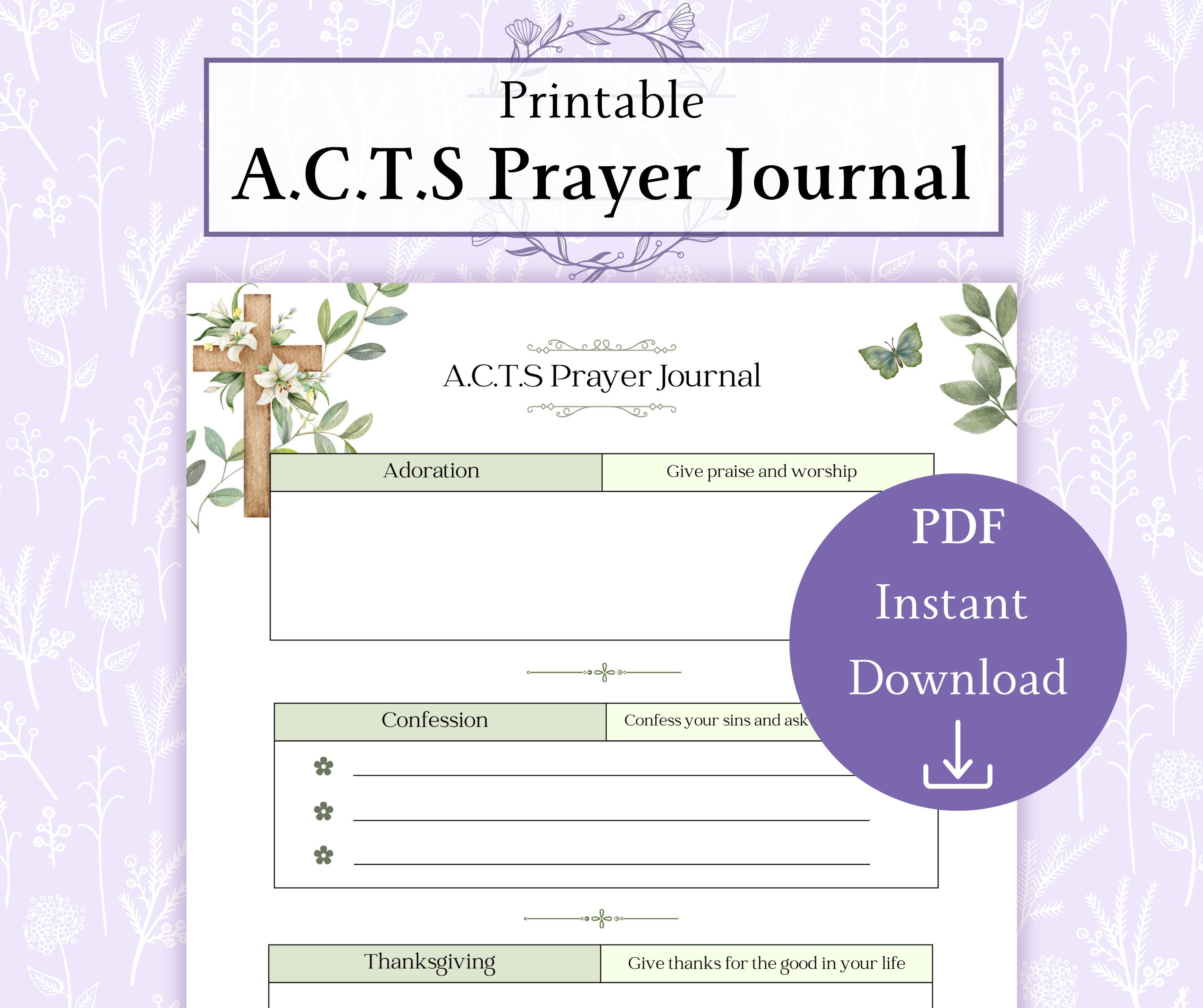 ACTS Prayer Journal Printable PDF | ACTS Bible Study | Daily Devotion ...