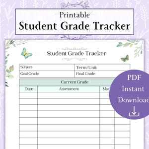 Student Grade Tracker Printable PDF | Student Profile Grade Log ...